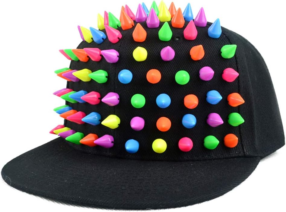 LOCOMO Men Women Punk Rock Hip Hop Candy Rainbow Multi Color Hedgehog ...