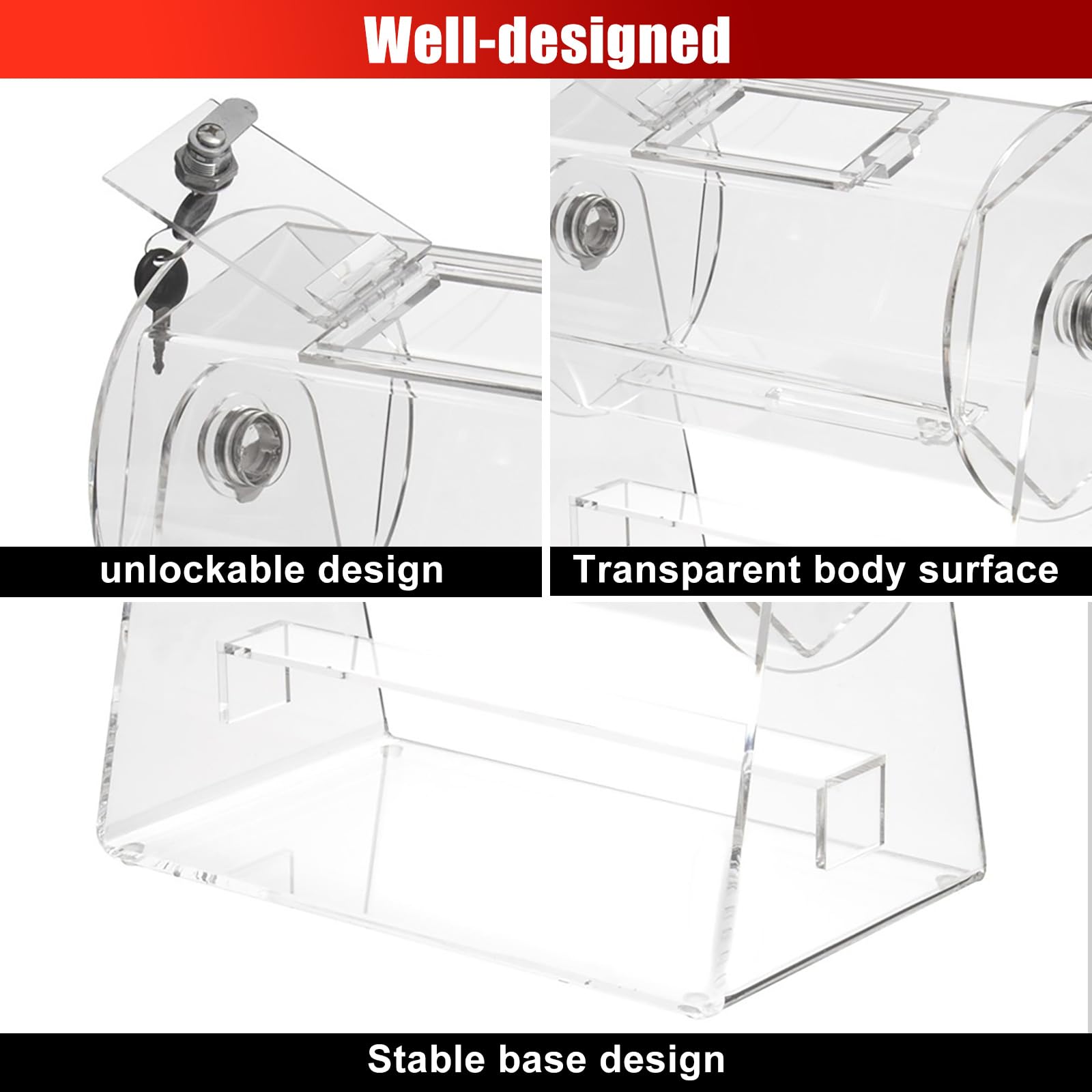 Acrylic Raffle Ticket Spinner Raffle Drum Drum, Clear Raffle Drum with ...