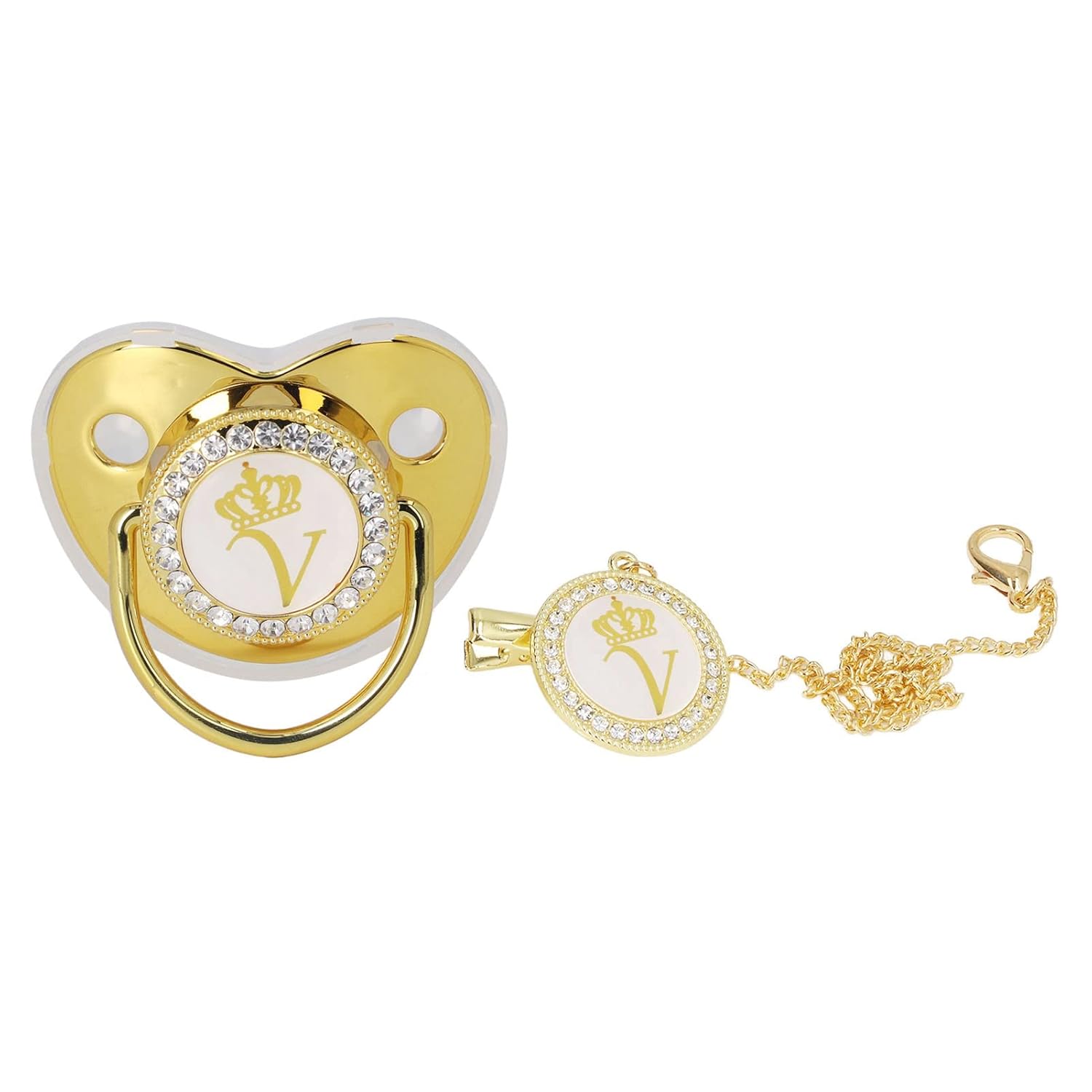 Amazon.com : Golden Letter Baby Pacifier, Personalized Bling Pacifier ...