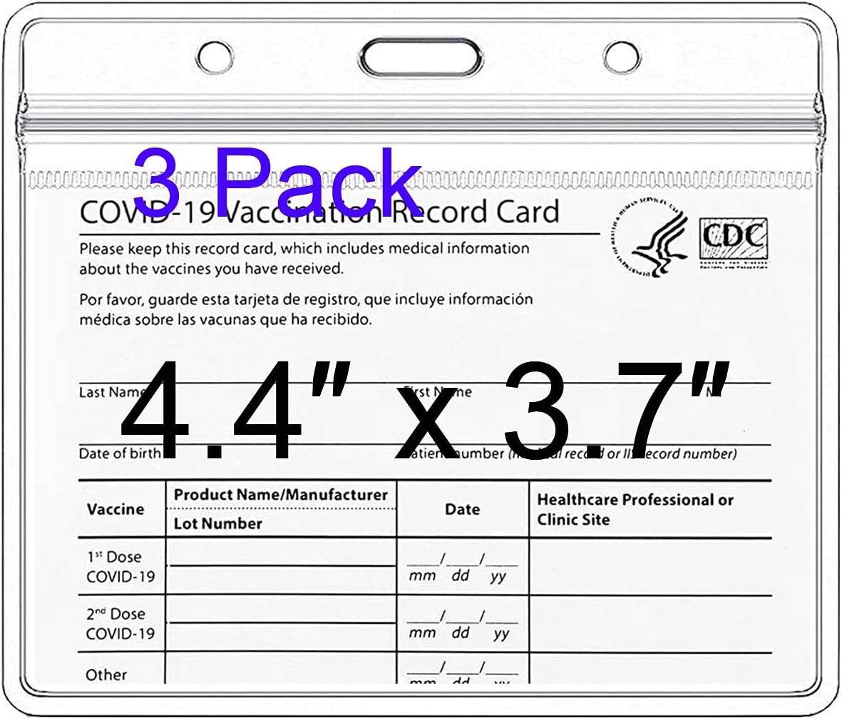 Amazon.com : 3 Pack CDC Vaccination Card Protector 4 X 3 Inch ...