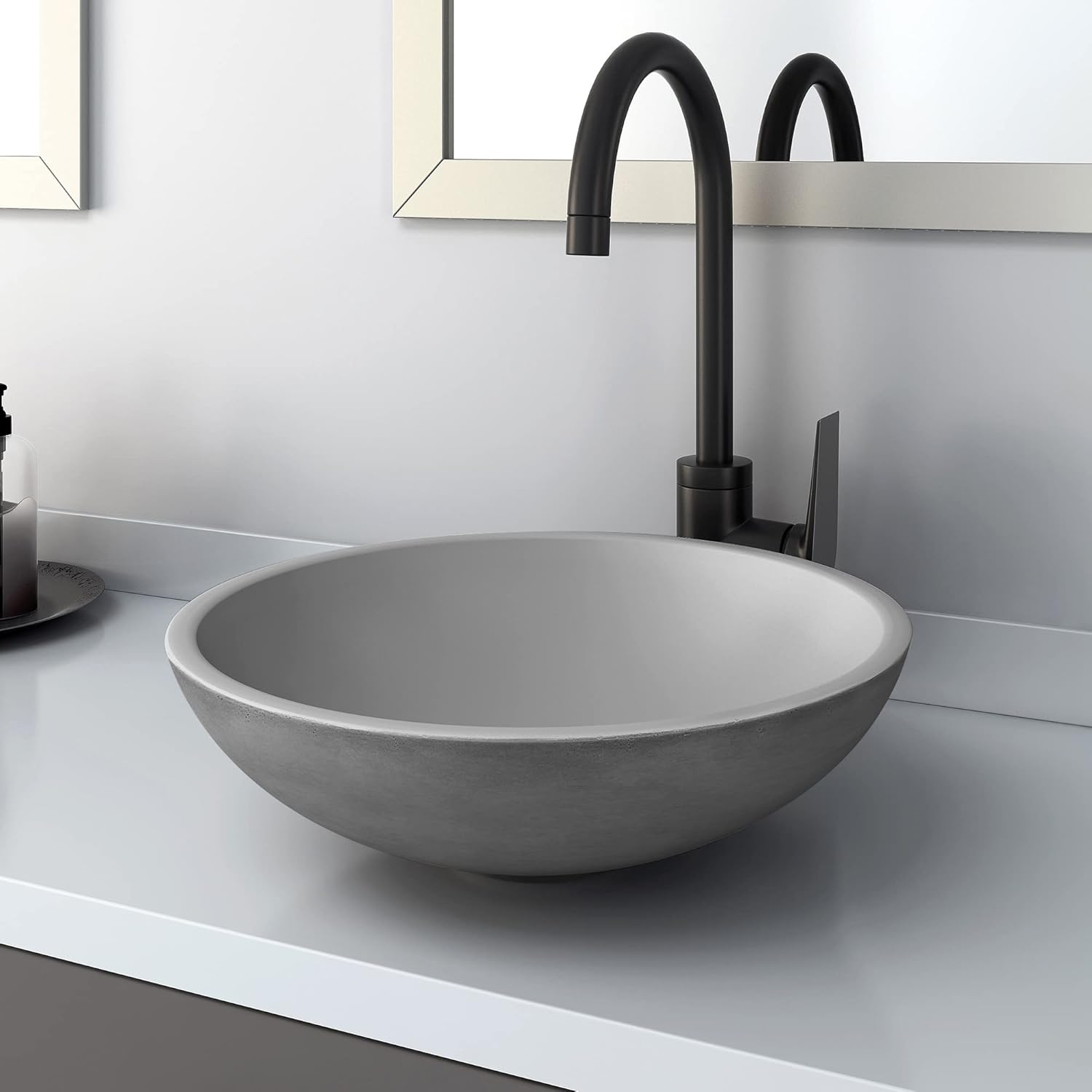 Durx-litecrete Concrete 16" Bathroom Vessel Sink, Round Bathroom Sink ...