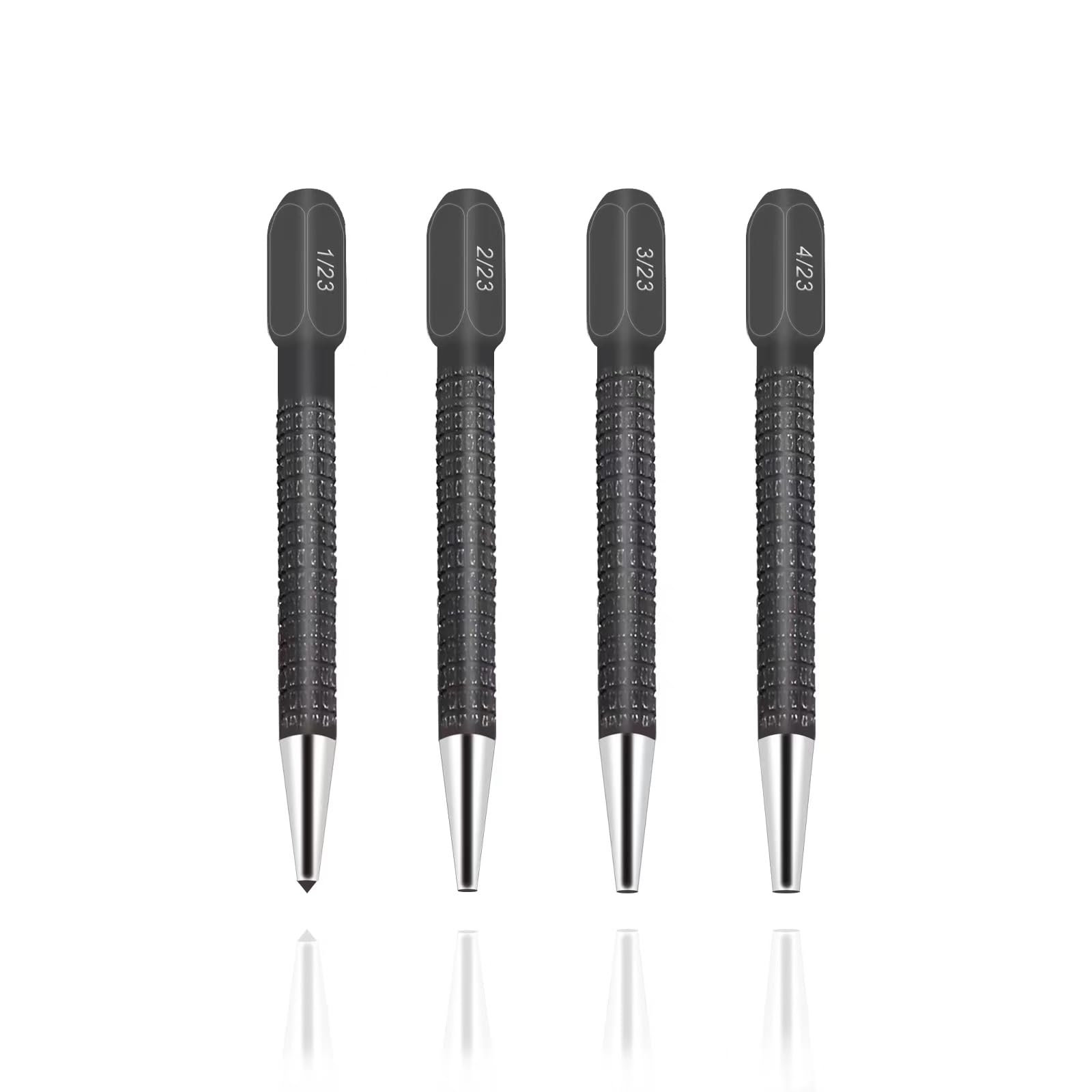 4Pcs Center Punch Set - 1Pc Positioning Punch and 3Pcs Punching Punches ...