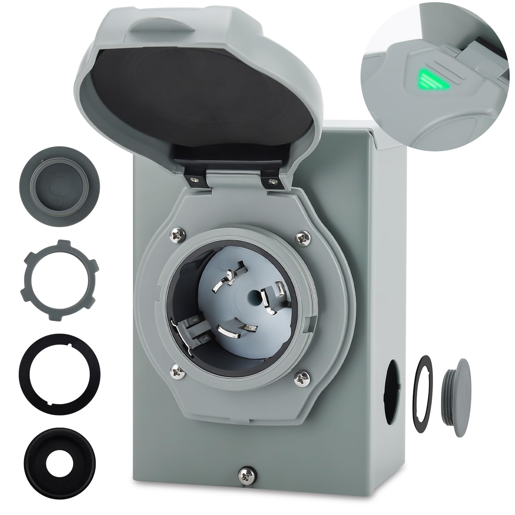 Snapklik.com : 50 Amp Generator Inlet Box, NEMA SS2-50P Power Inlet Box ...