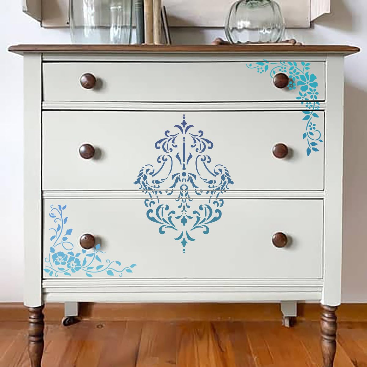 Snapklik.com : SUNVERSE Stencils For Crafts Reusable 117x826 Damask ...