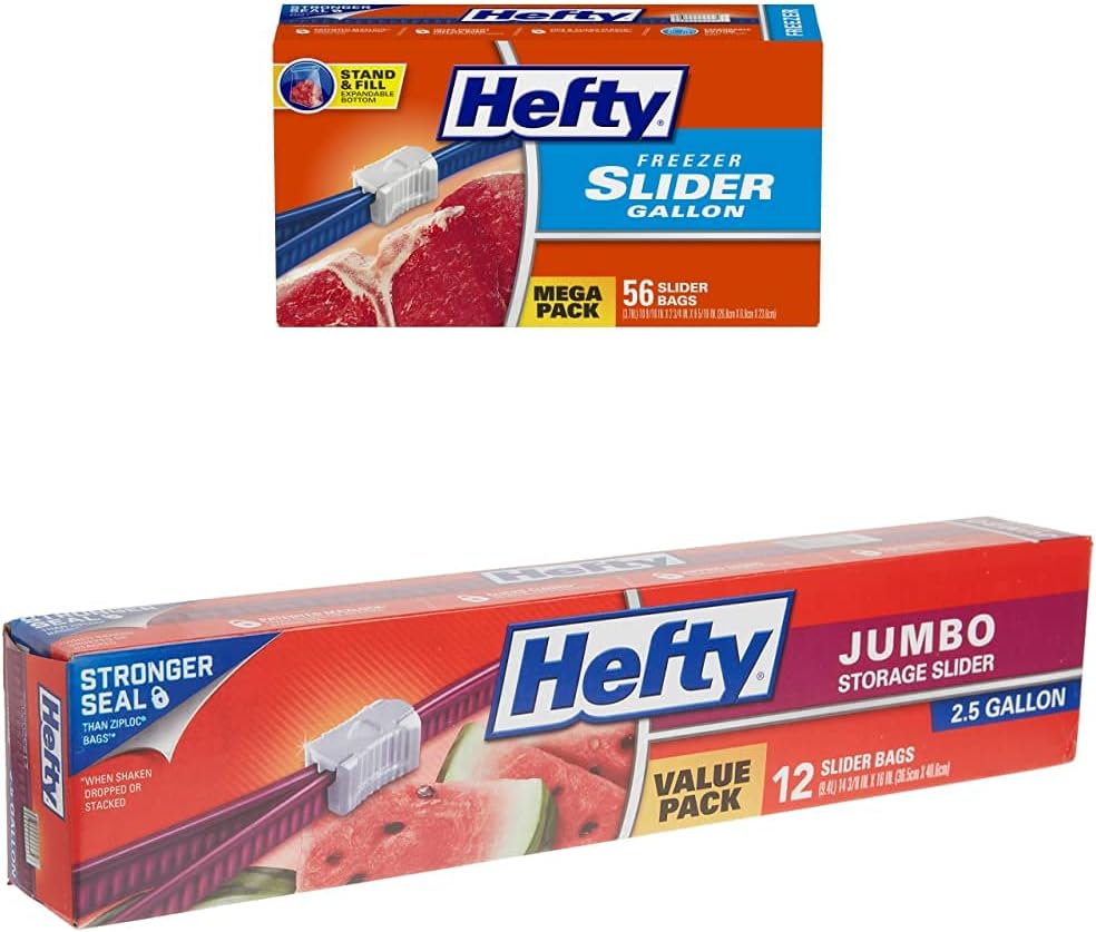Amazon.com: Hefty Slider Jumbo & Freezer Storage Bags - 2.5 Gallon (12 ...