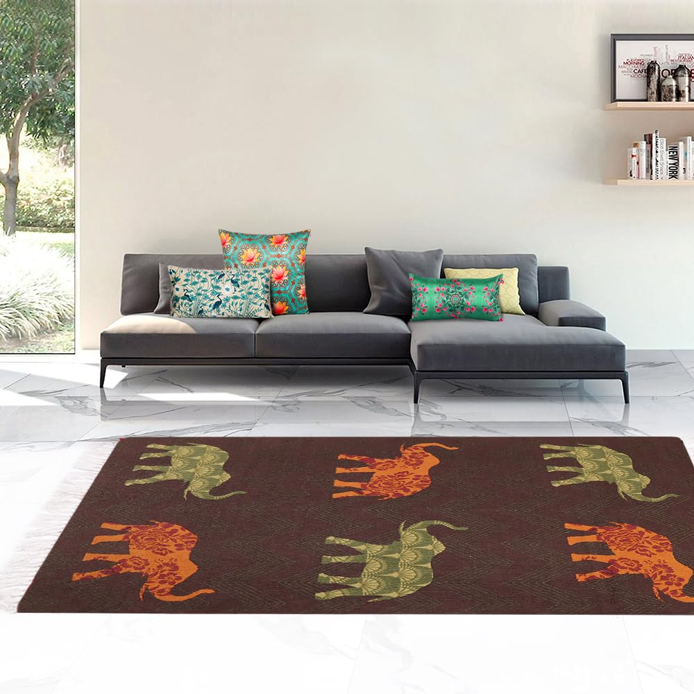 Buy India Circus by Krsnaa Mehta Tusker Delight Rug for Bedroom Living ...