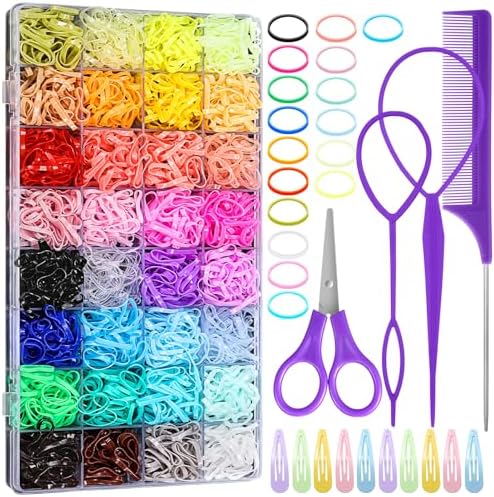 Amazon.com: 32 Colors Rubber Bands for Hair 2000 Pieces Small Elastic ...