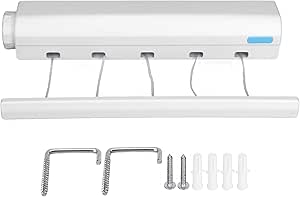 Nikou Retractable Clothesline Drying Rack, 5 Wire Pull Out Airer ...