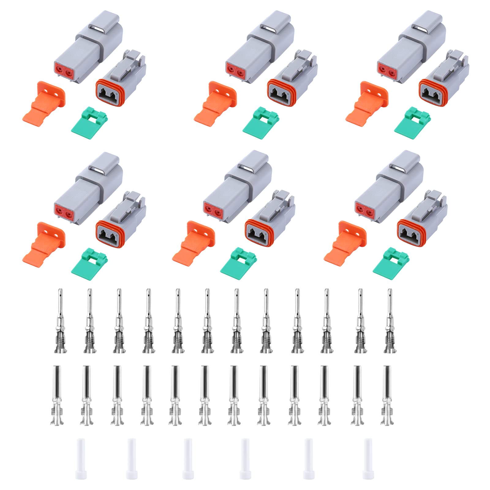 Buy 54 PCS Deutsch DT Grey 2 Pin Connectors 6 Sets Waterproof buy-54-pcs-deutsch-dt-grey-2-pin-connectors-6-sets-waterproof