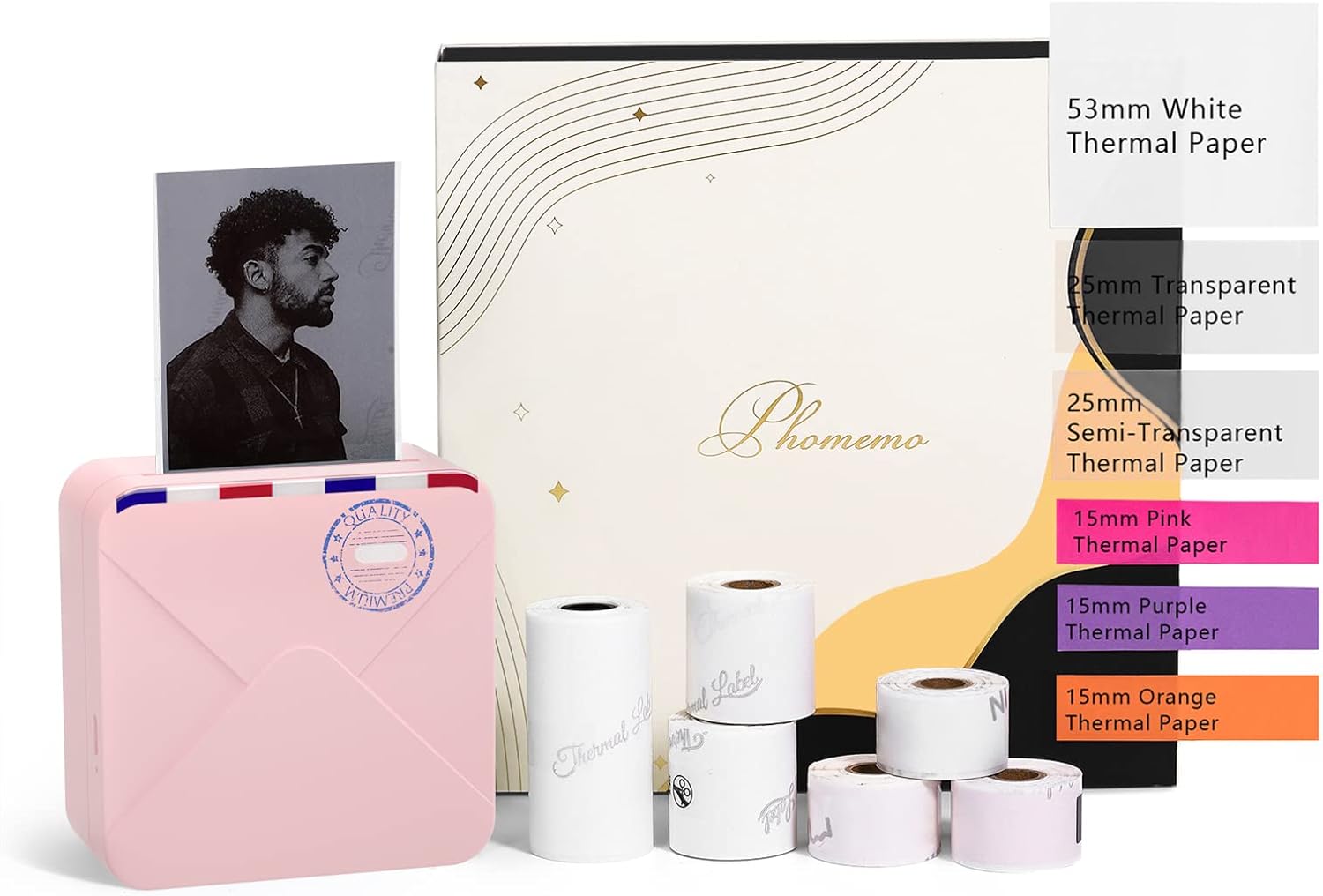 Phomemo M02S Portable Printer Set-Wireless Bluetooth Thermal 300dpi HD ...