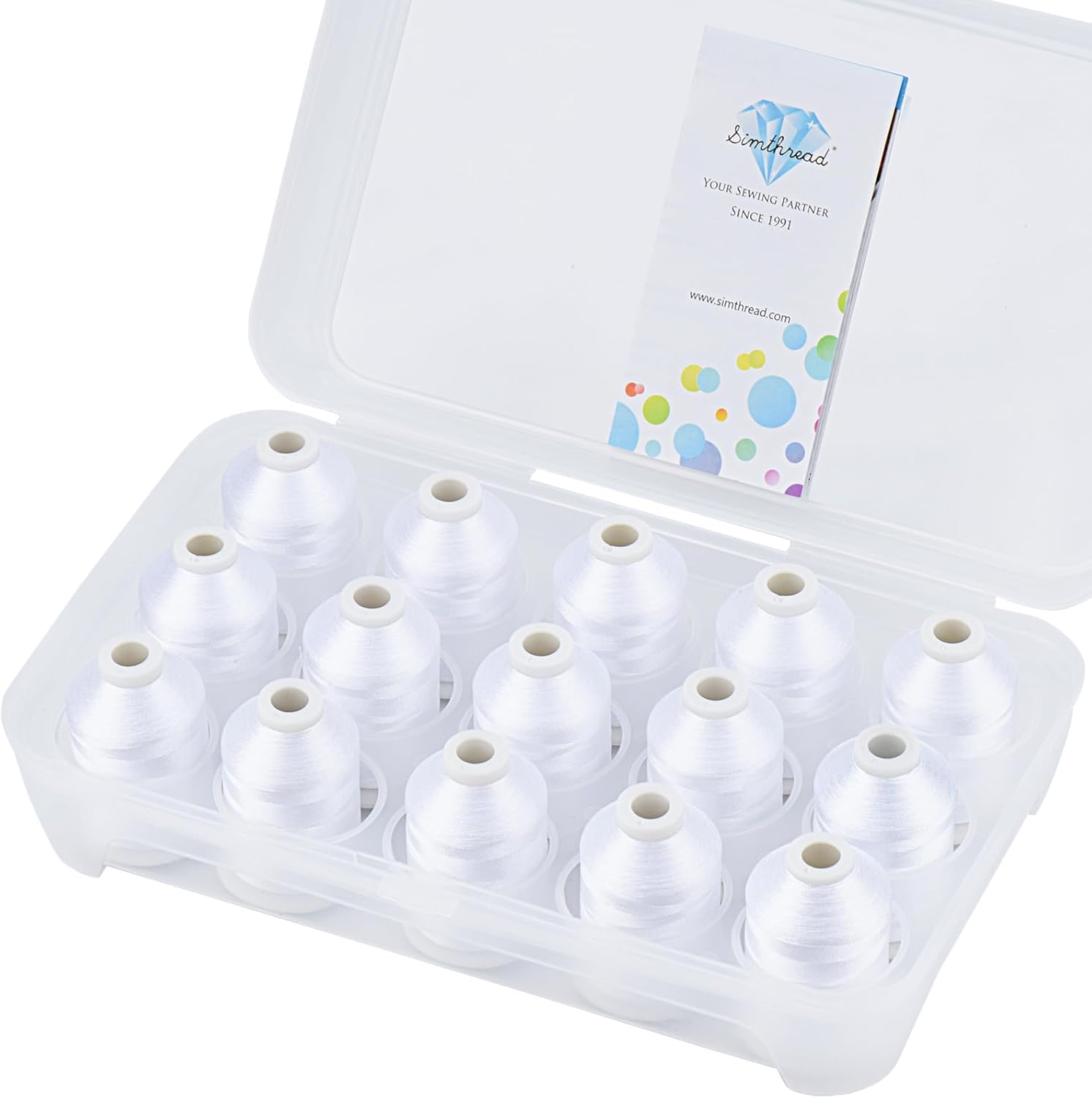 Amazon.com: Simthread Machine Embroidery Thread 1000M White 001, with ...