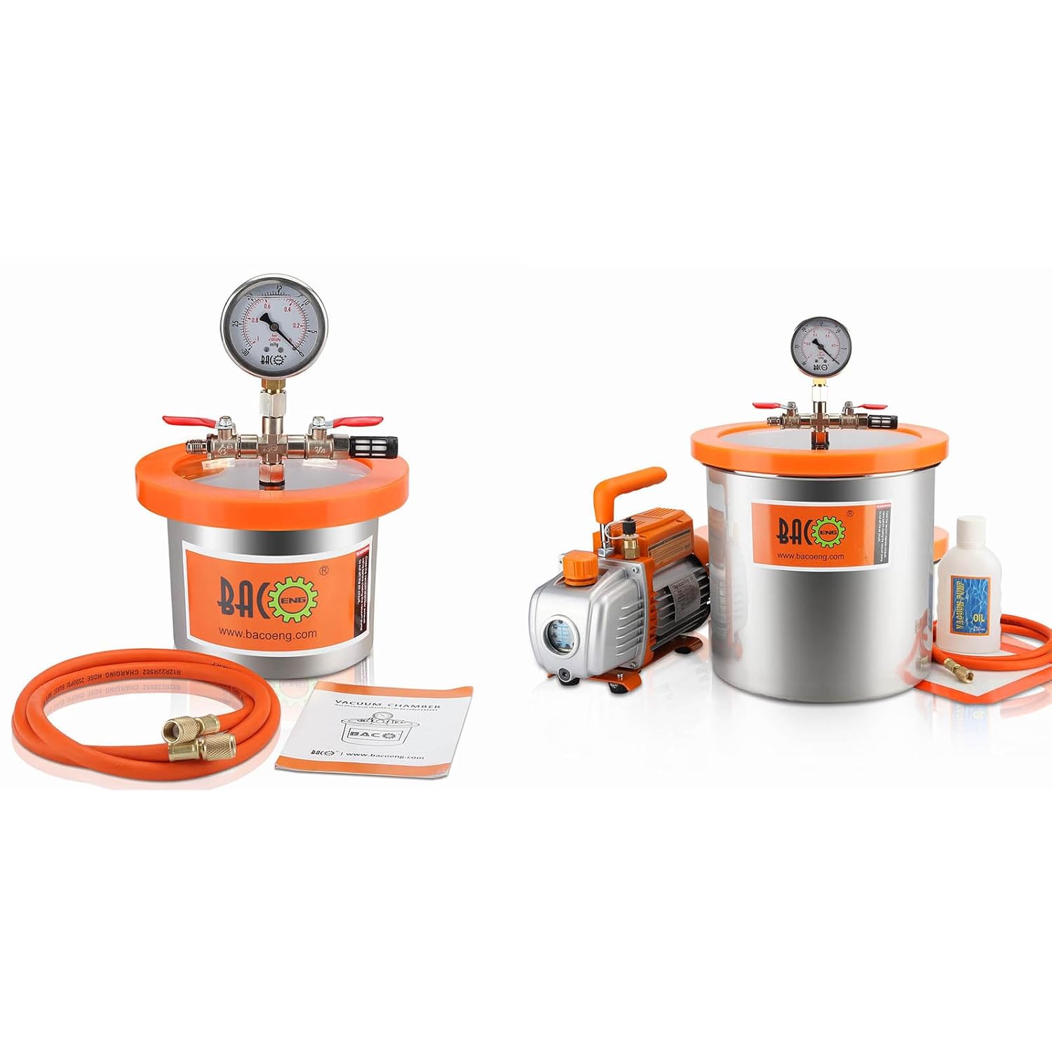 BACOENG 3 Gal Vacuum Chamber and Pump & 2 qt Vacuum Chamber: Amazon.com ...