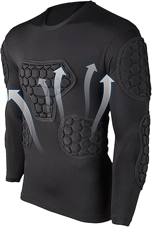 Lencyh Padded Compression Shirt Football | Black Football Compression ...