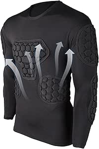 Lencyh Padded Compression Shirt Football | Black Football Compression ...