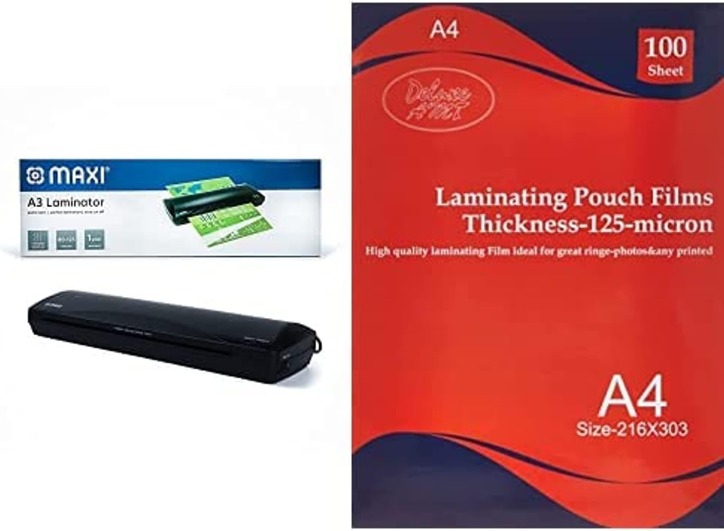 Maxi A3 Lamination Machine Black, Mx-Lm383 + Deluxe Amt A4 Lamination Pouch Film 125 Mic: Buy ...