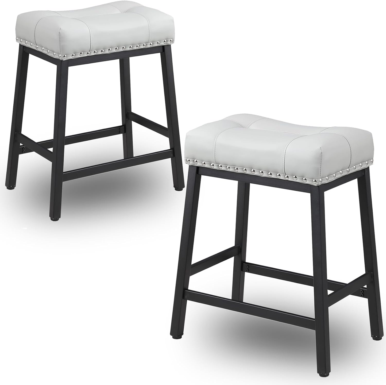 Amazon.com: Furrich Bar Stools Set of 2, 27 Inch Counter Height Saddle ...
