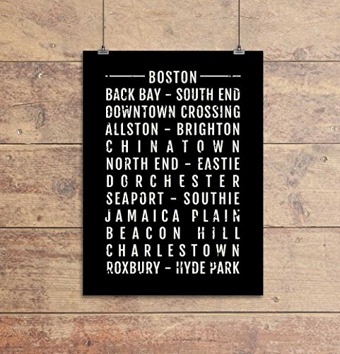 Amazon.com: Boston Print - Neighborhoods - Subway Sign Poster, Wall Art ...