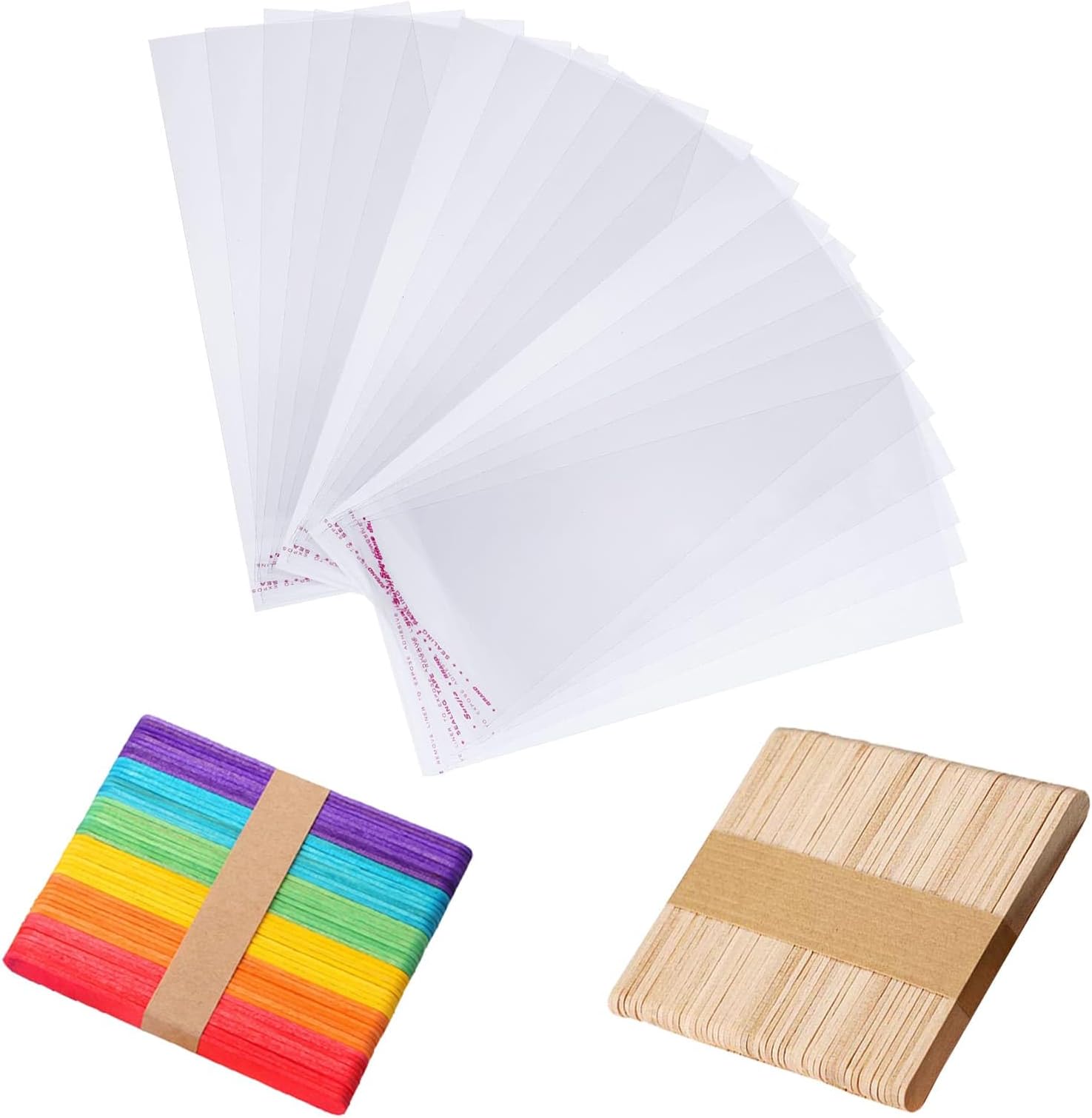 Amazon.com: Boao 200 Pieces Ice Cream Sticks and Bags Set Included 100 ...