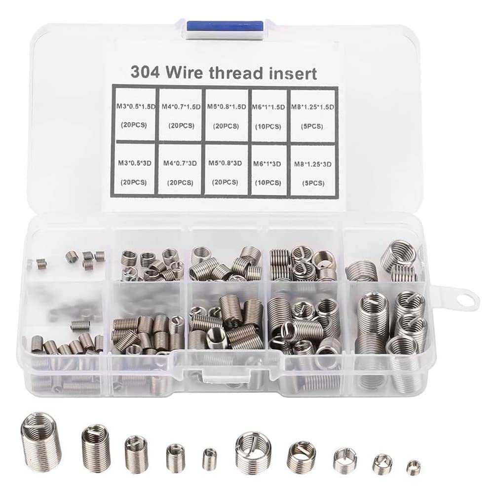 Peowuieu 150Pcs Thread Repair Inserts M5 M6 M8 Stainless Steel Heli ...
