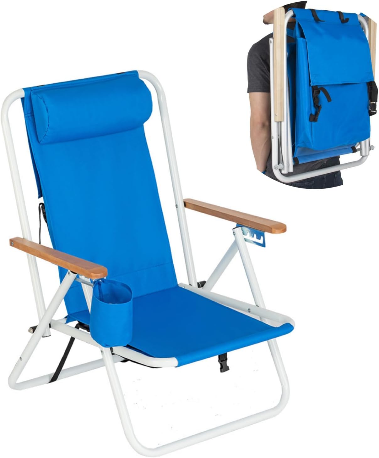 Amazon.com: Outvita Folding Beach Chair Adjustable Headrest w/4 ...