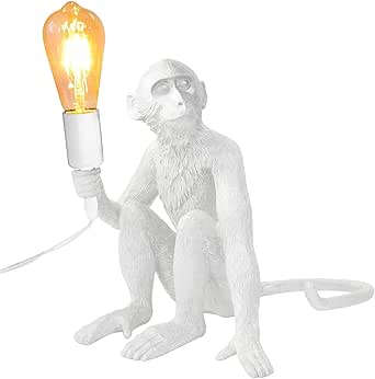 THABATAD Resin Monkey Table Lamp - Sitting Monkey Lighting Fixture, LED ...