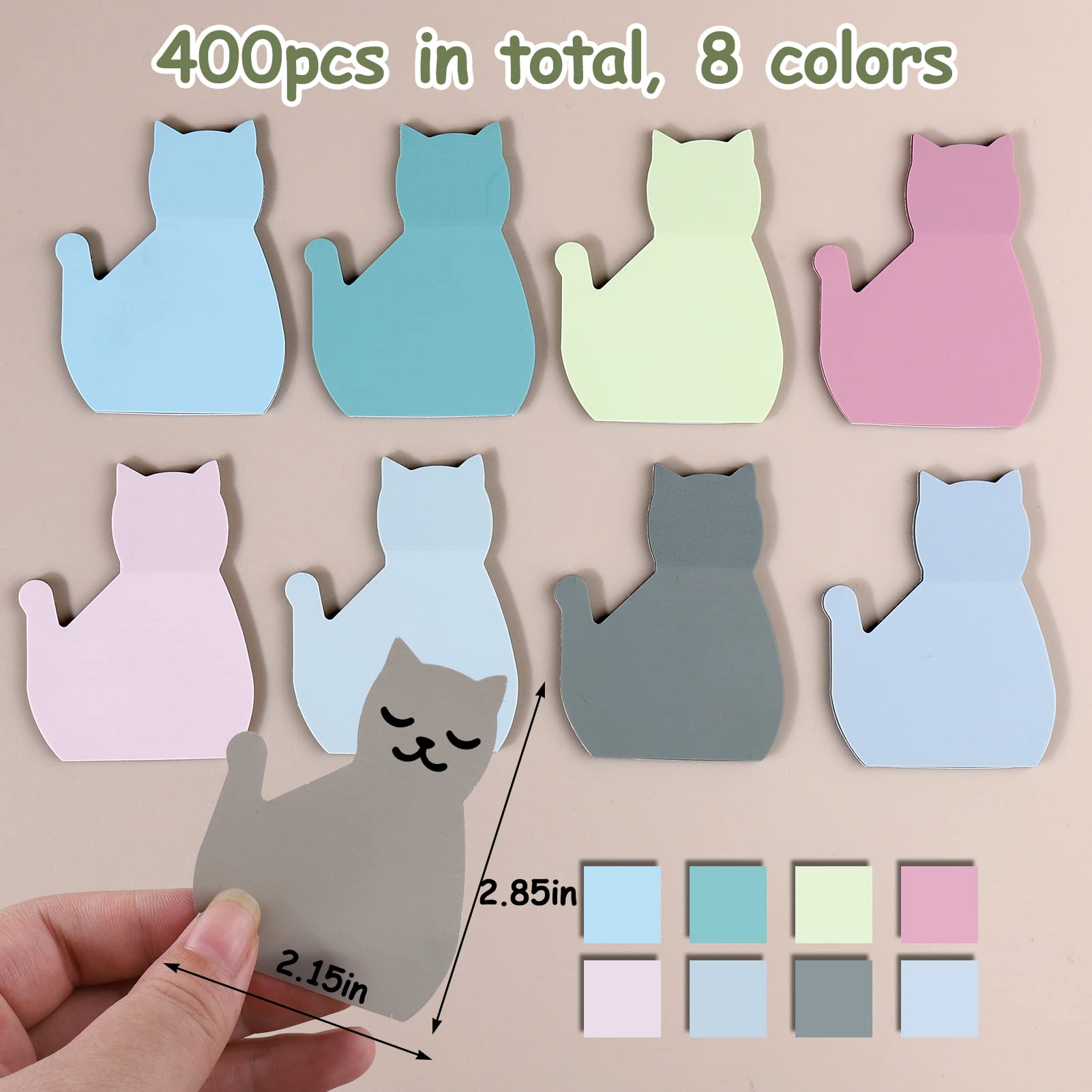Snapklik.com : Transparent Sticky Notes, 400Pcs Cat Sticky Notes Cute ...