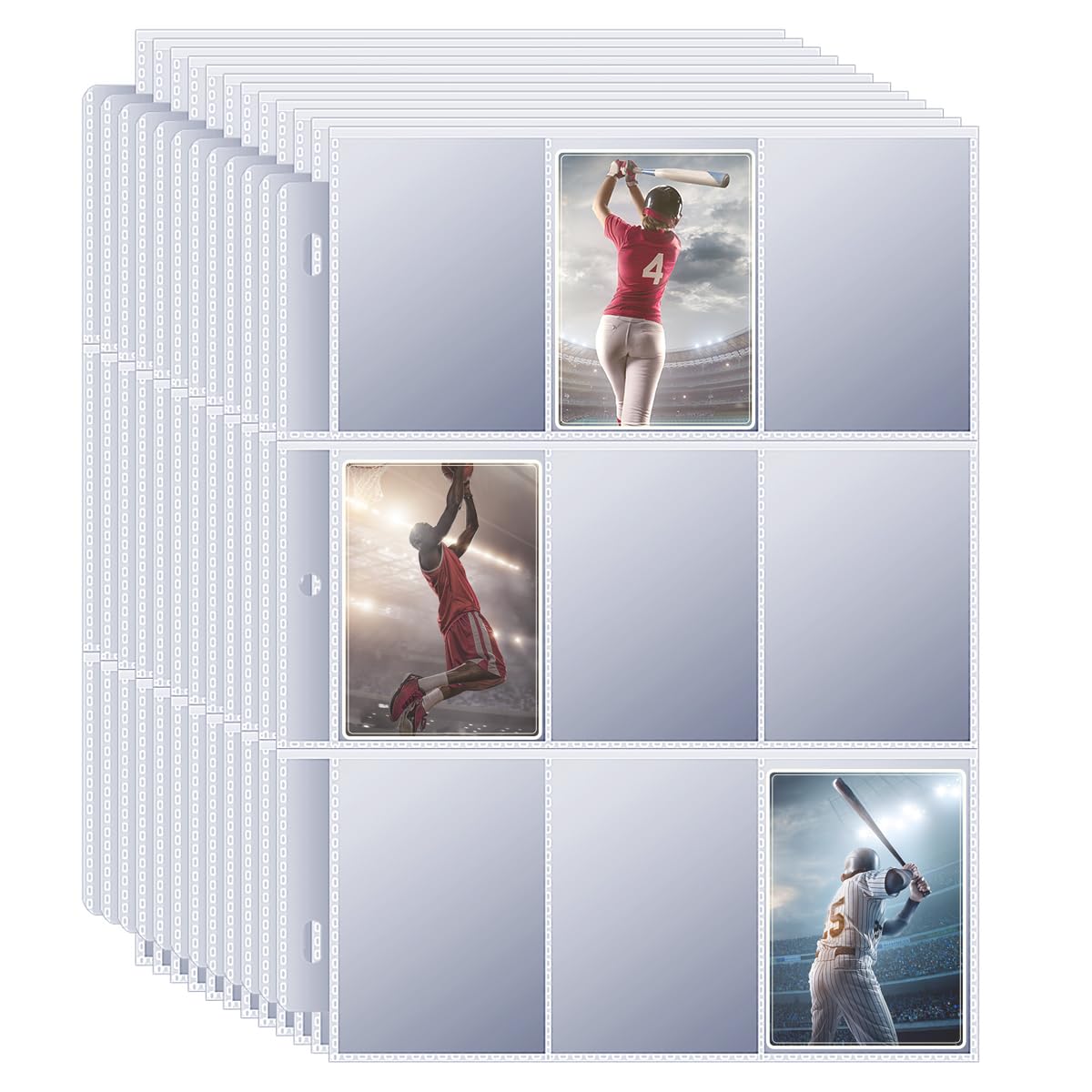 Amazon.com: 900 Pockets Baseball Card Sleeves, Double Side 9-Pocket ...