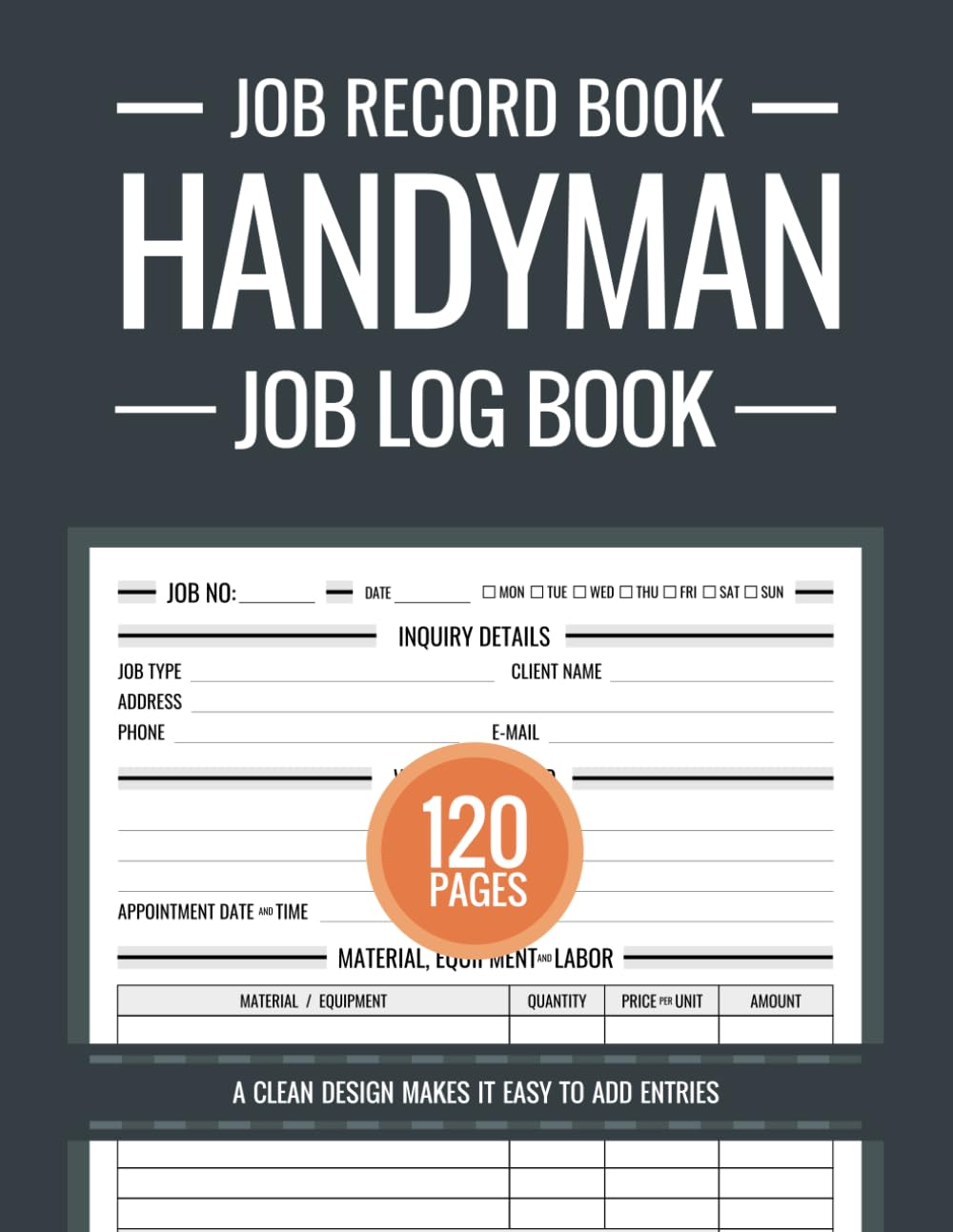 Handyman Job Log Book, Handyman Job Record Book, Tradesman Job Record ...