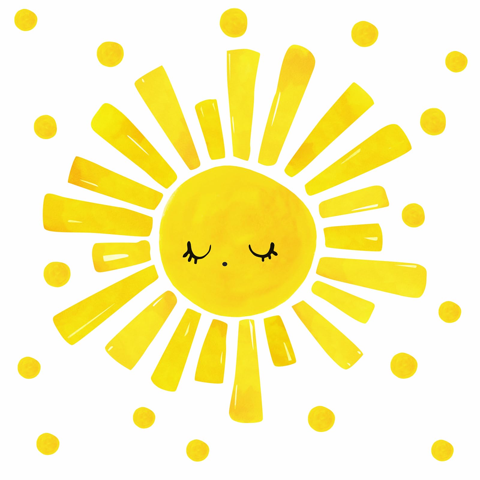 Amazon.com: Large Sun Wall Decal Yellow Sun Wall Stickers Polka Dot ...