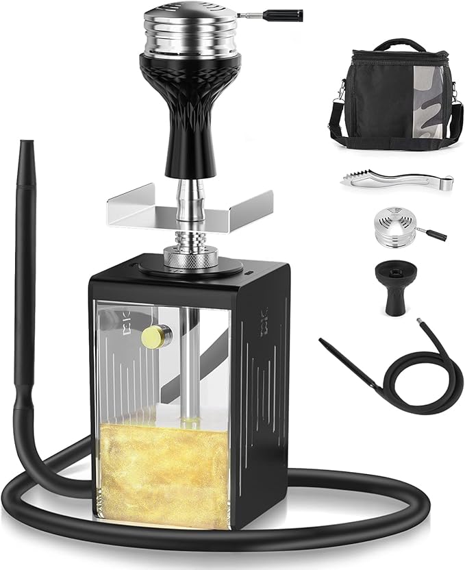 Amazon.com: Aluminum & Acrylic LED Hookah set Expandable 1 to 2 Hose ...