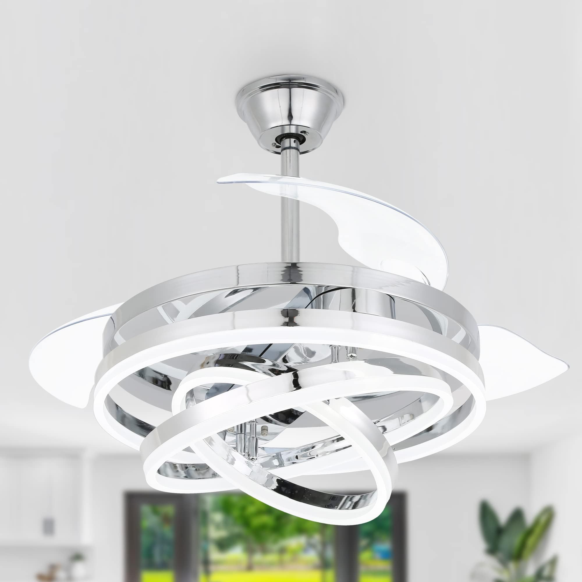 42 Inch Invisible Fan Light, SAM Modern Ceiling Fan with Light and ...