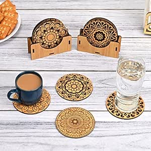 Gift Kya De Coaster Set of 12 Mandala Art Wooden Coasters with Proper ...