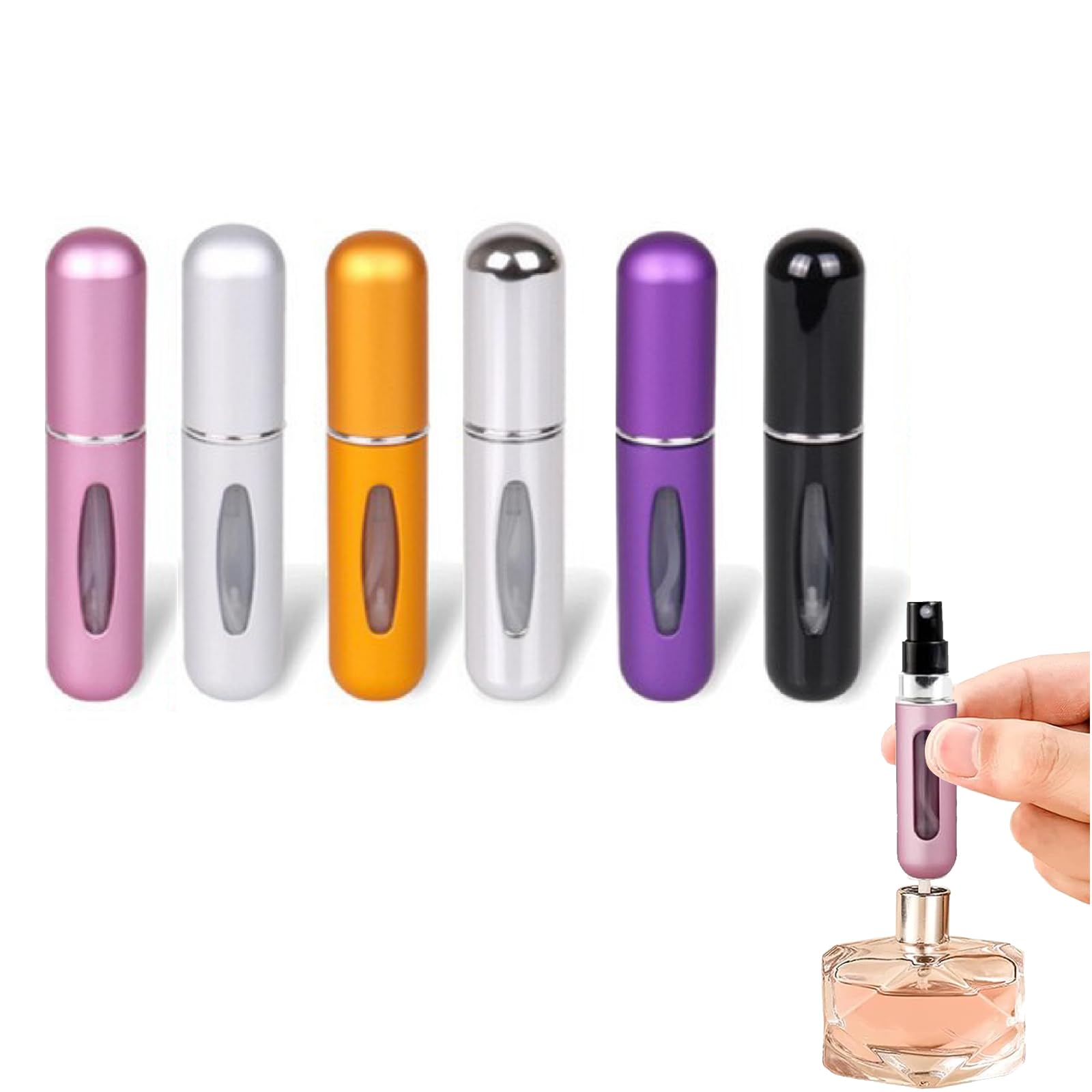 MFCGHXR Refillable Perfume Atomizer Bottles - Set of 6, 5ml Travel Size ...