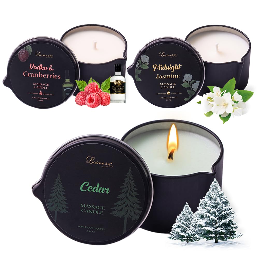 Amazon.com: 3 Pack Scented Massage Candle for Body Relaxation-Clean ...