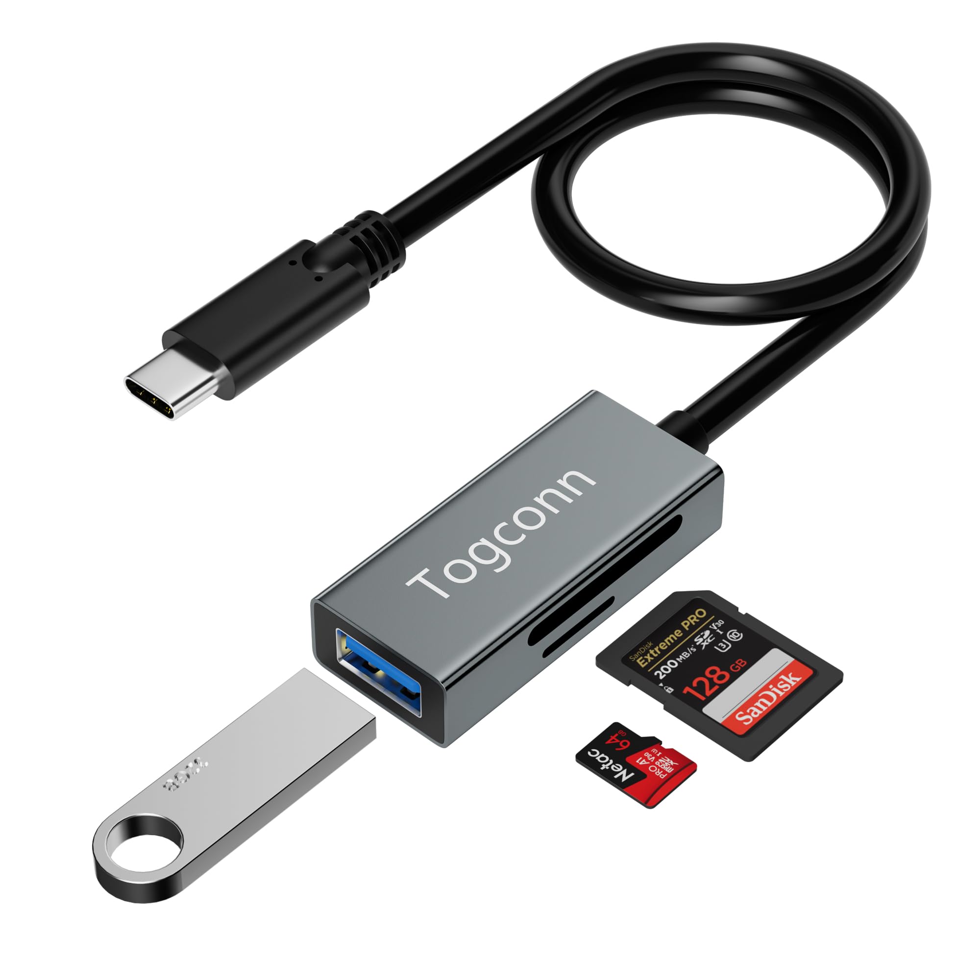 Amazon.com: SD Card Reader 3 in 1, SD/TF Card Reader and USB A Female ...