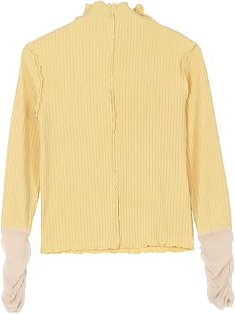 Amazon | [神戸レタス] シャーリングロングシアースリーブテレコトップス [C6663] フリー イエロー | シャツ・ブラウス 通販