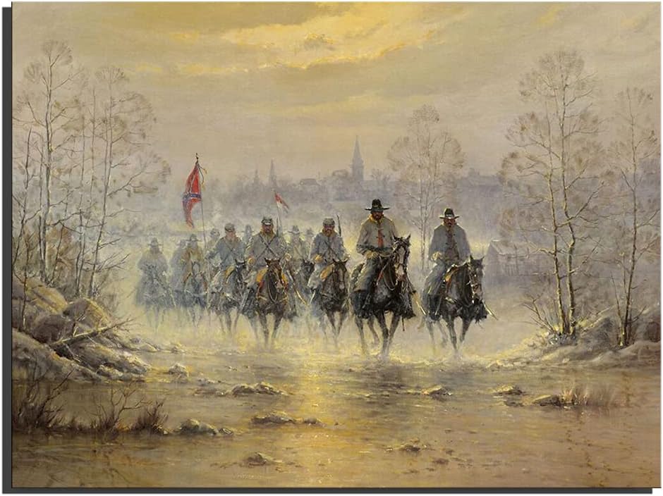 Amazon.com: awu Confederate Army Cavalry Civil War Painting Canvas Wall ...