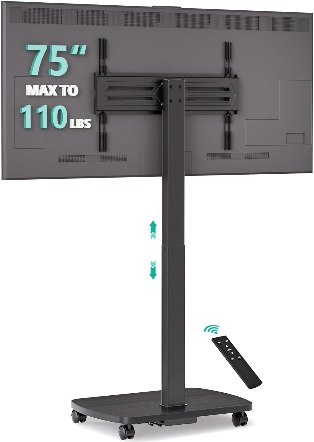 Amazon.com: WALI Motorized Rolling TV Stand Lift on Wheels, Electric ...