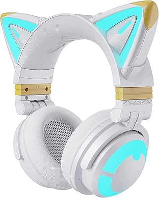Amazon.com: YOWU Cat Ear Headphones CE, RGB Wireless/Wired Gaming ...