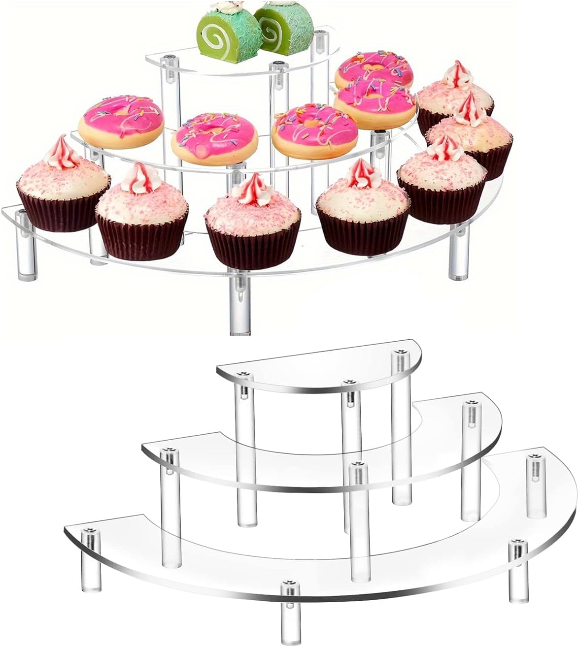 Amazon.com: 2 Set, Acrylic Riser Display Shelf, 3 Tier Half Moon ...