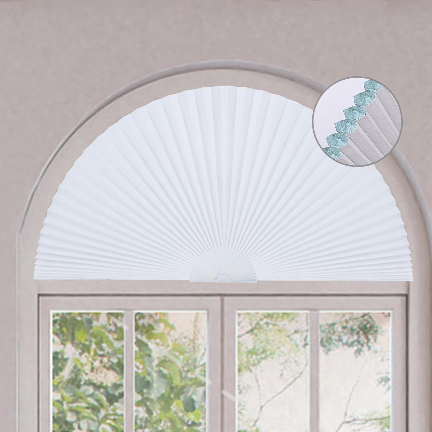 Amazon.com: Arch Window Shade Blackout Half Circle Cellular Shades Cordless No Drill Stick on ...