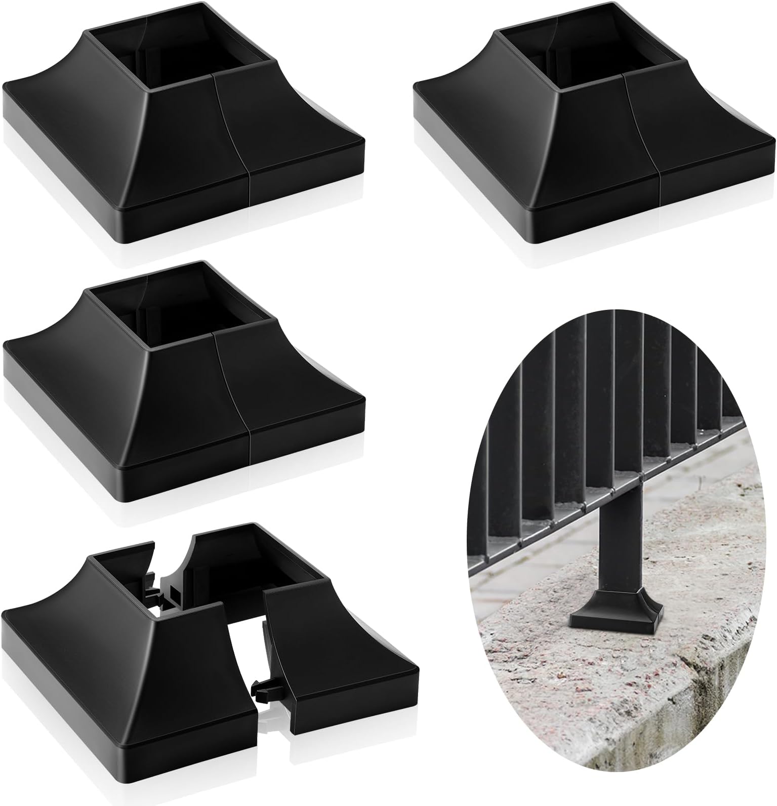 Landical 4 Pcs 2" (2" Post/4.5" Base) Deck Post Base Cover, 4.5 x 4.5 ...