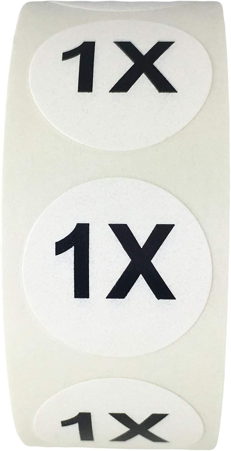 Amazon.com : White Circle 1X Clothing Size Stickers for Retail Apparel ...