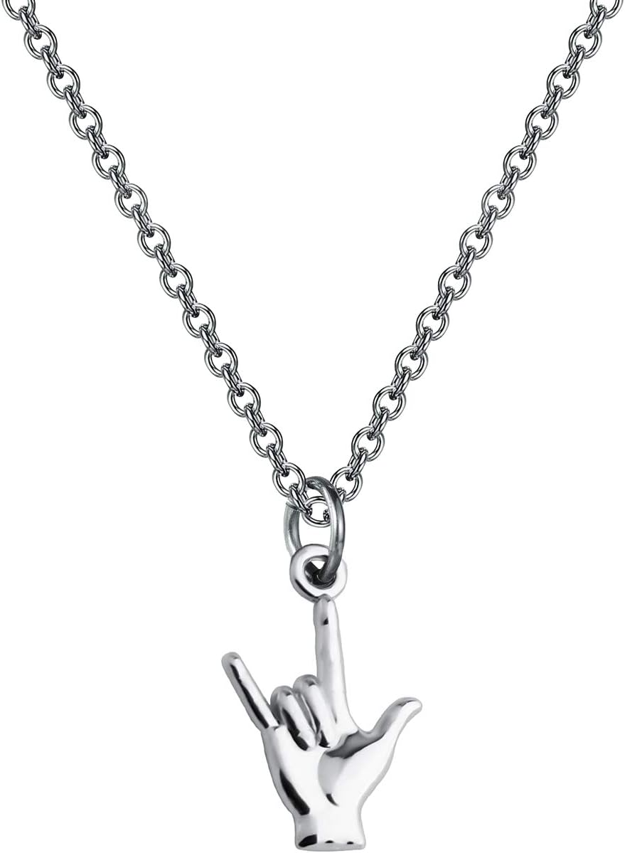 Amazon.com: ASL Necklace I Love You Hand Sign Language Charm Pendant ...