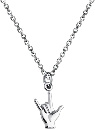 Amazon.com: ASL Necklace I Love You Hand Sign Language Charm Pendant ...
