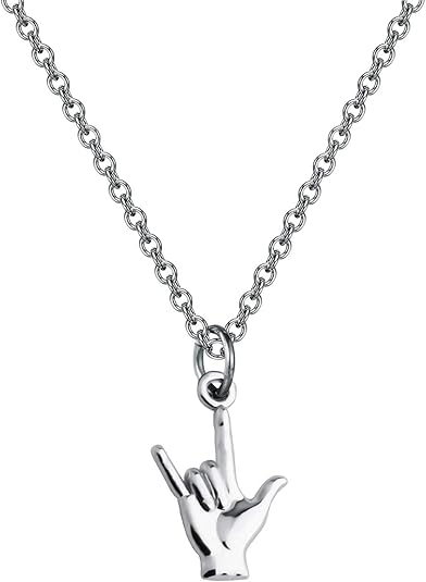 Amazon.com: ASL Necklace I Love You Hand Sign Language Charm Pendant ...