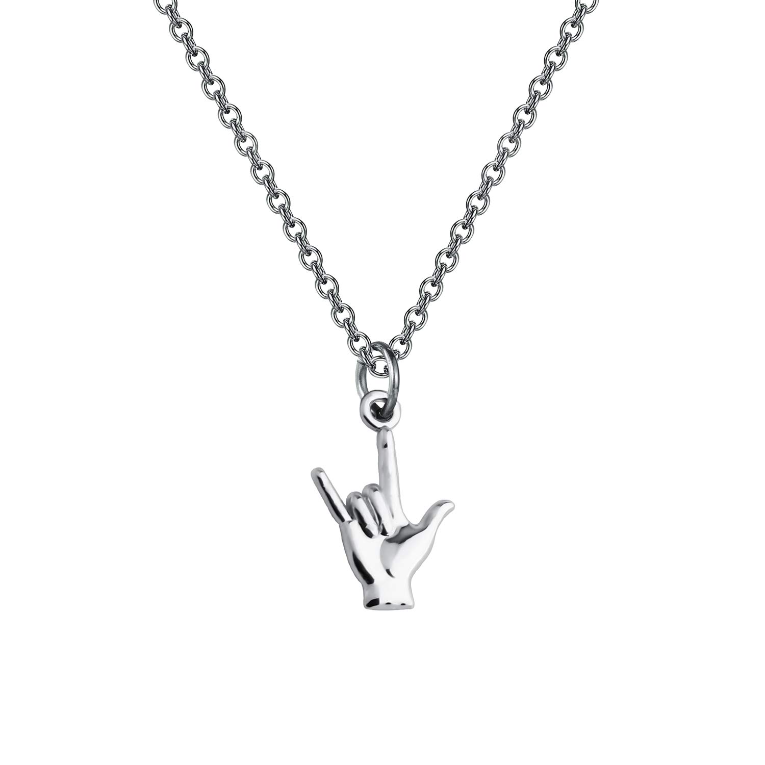Amazon.com: ASL Necklace I Love You Hand Sign Language Charm Pendant ...