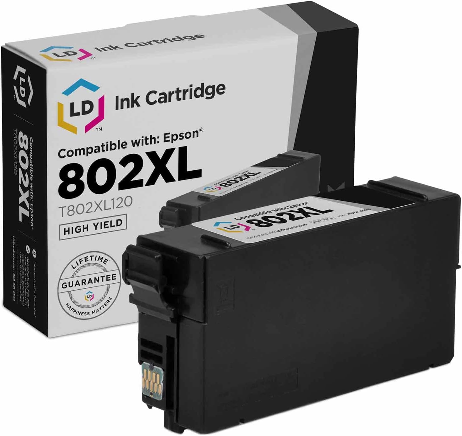 Amazon.com: Remanufactured 2 Pack 802XL T802XL Black Ink Cartridge ...