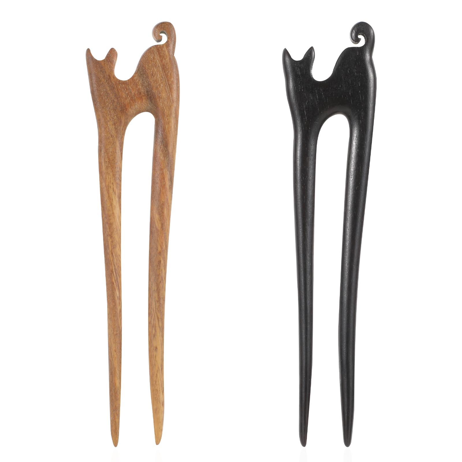 Amazon.com : 2Pcs U Shape Wooden Hair Sticks Handmade Carved Wood ...