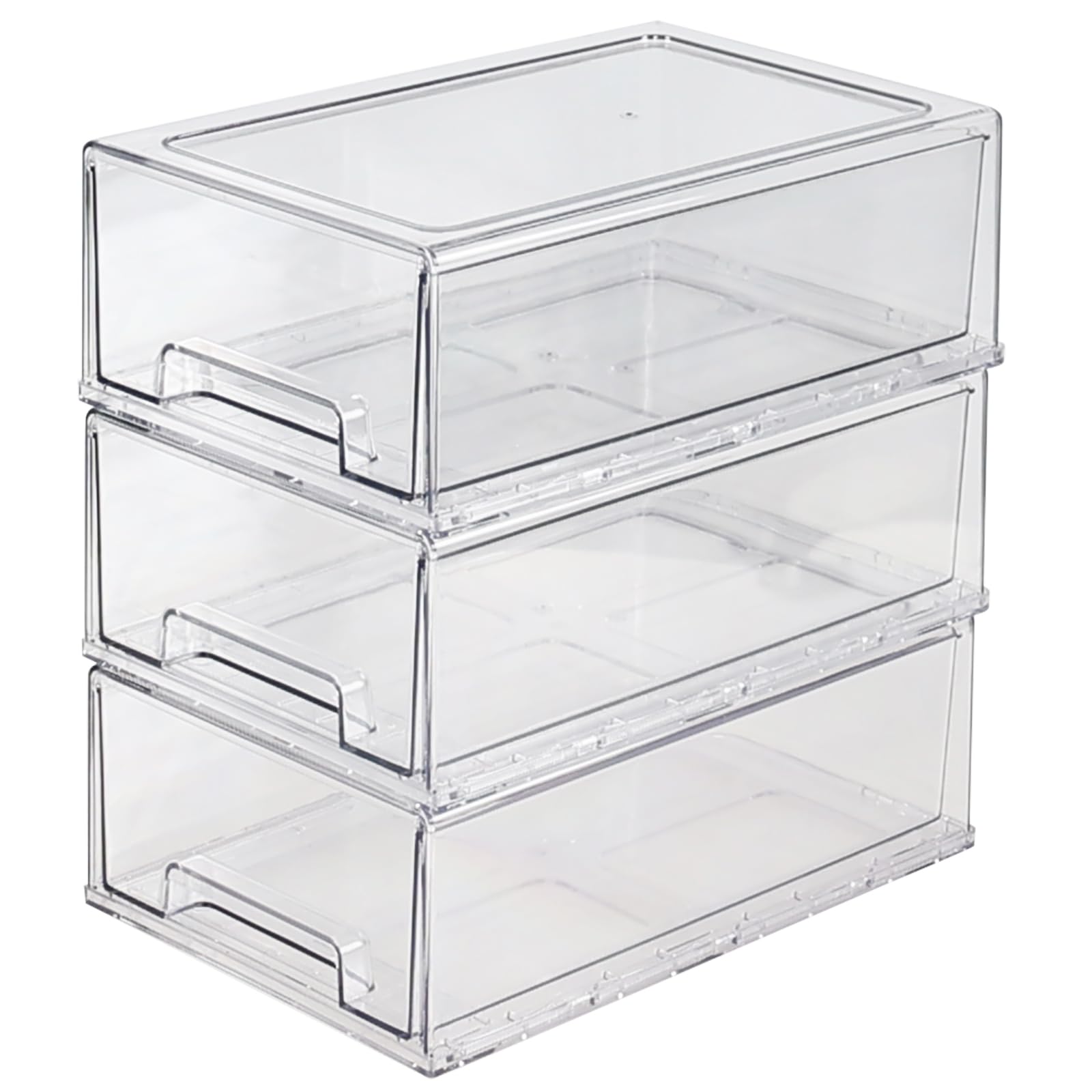 Saedy 3-Pack 6 Quart Clear Plastic Stacking Storage Drawer Unit, Small ...